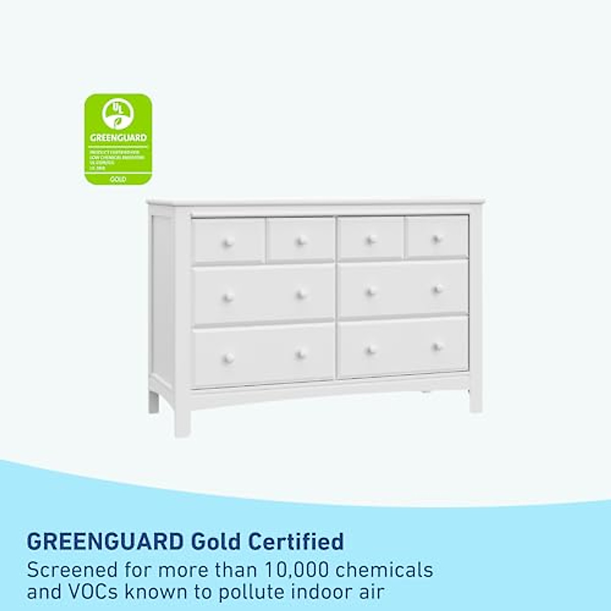 Graco Benton 6 Drawer Double Dresser (White) – Easy New Assembly Process, Universal Design, Durable Steel Hardware and Euro-Glide Drawers with Safety Stops, Coordinates with Any Nursery
