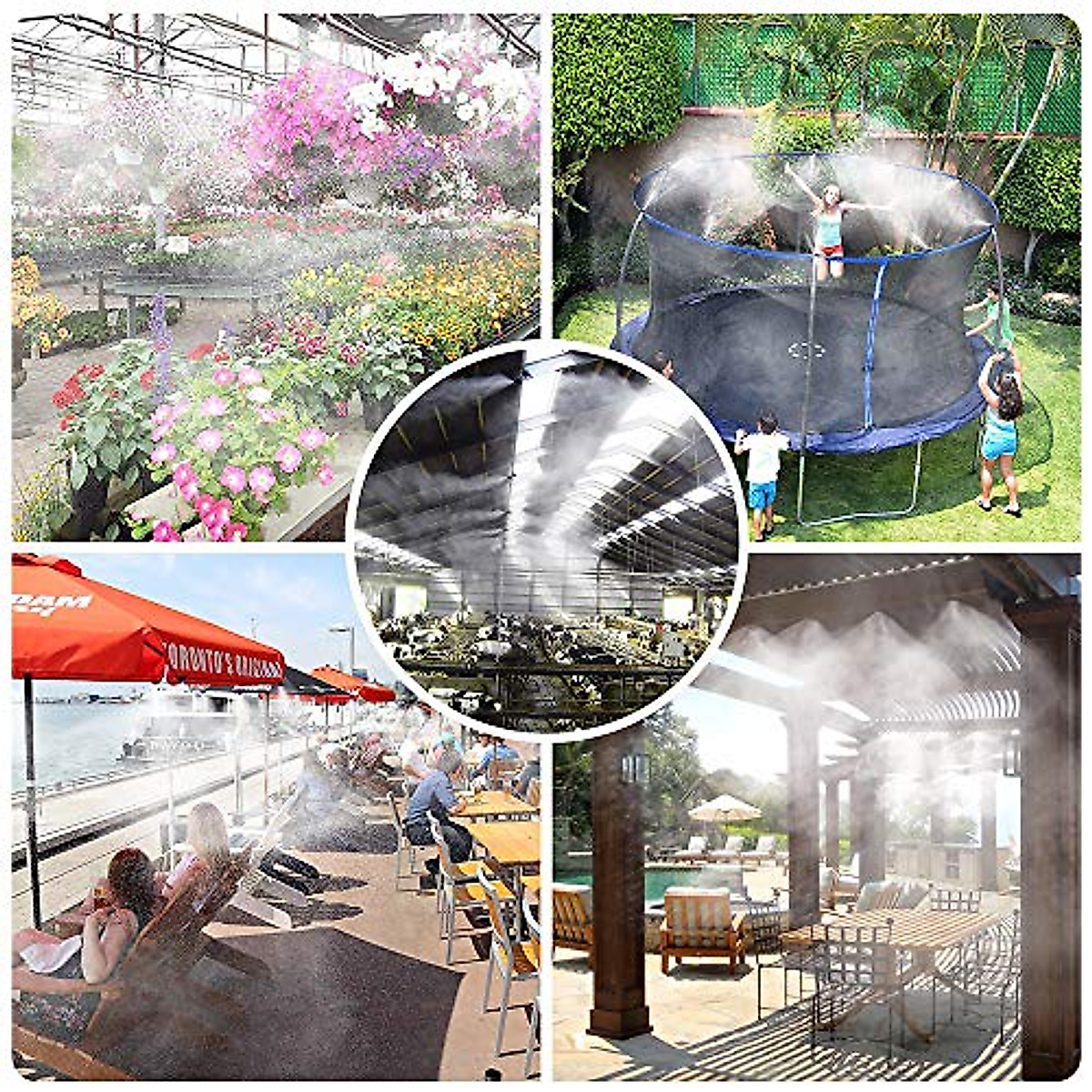 GLANT Misting Cooling System Misters Cooling 27ft Outdoor Mister for Patio Garden Greenhouse Umbrellas Irrigation Sprinkle with 27ft Misting Line + 11 Brass Mist Nozzles + a (3/4) Brass Adapter