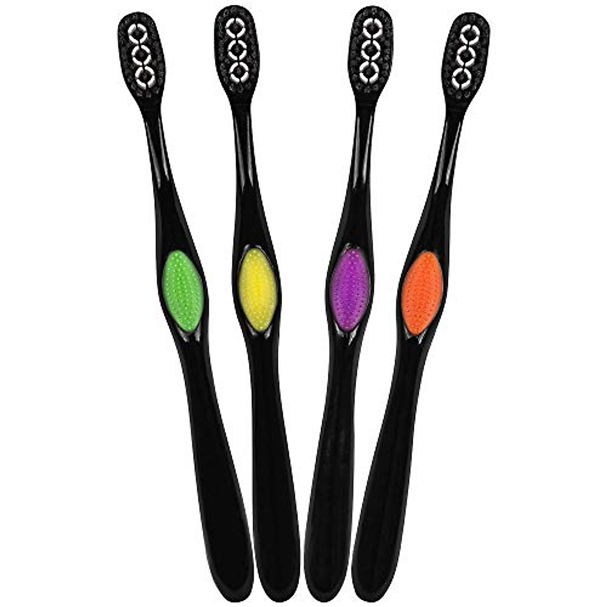 RM Oral Charcoal Whitening Soft Brushes 4ct with 80 Count Charcoal Floss Picks