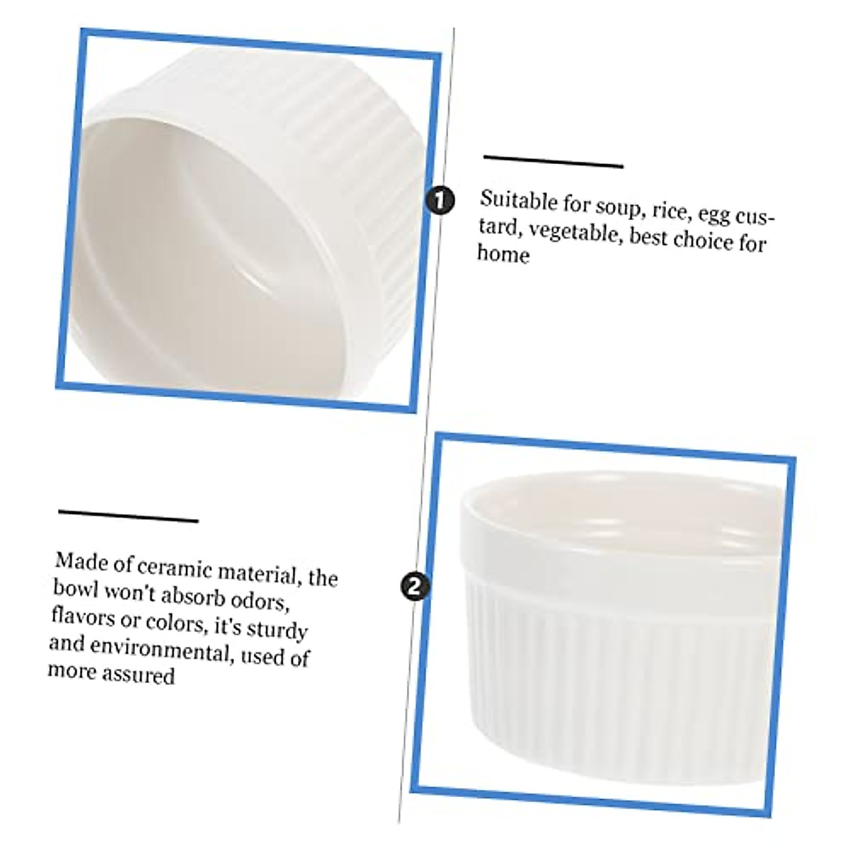 NOLITOY 5pcs Plastic Trifle Bowl Plastic Soup Bowls Ceramic Rice Bowl Ceramic Soup Bowl Chic Soup Bowls Small Bowl Baking Bowls Pudding Bowl Rummy Hand-pulled Noodle Ceramic Plate White