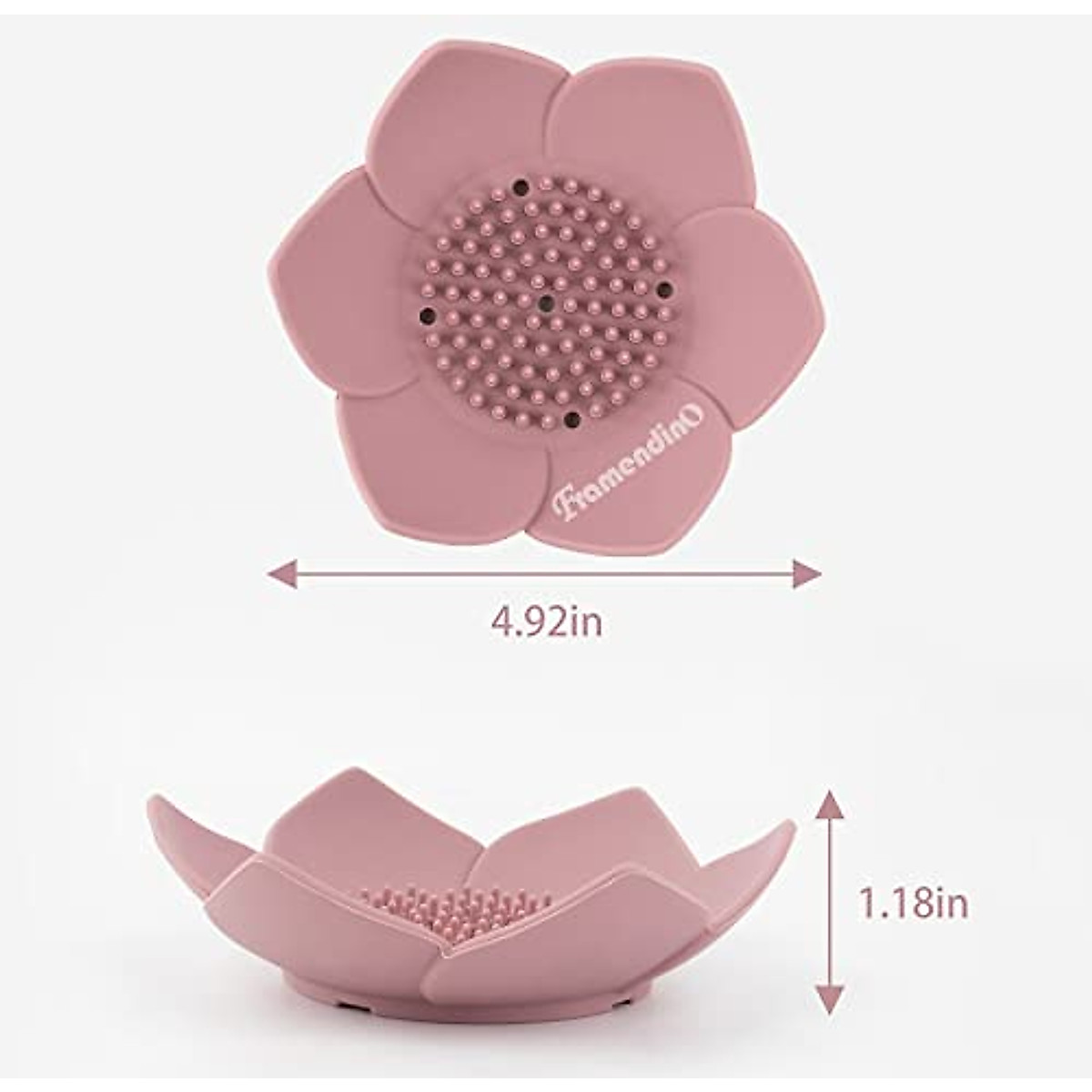 Framendino, 4 Pack Lotus Flowers Soap Dish Silicon Flexible Non-Slip Floral Soap Trays with Drain for Bathroom Shower