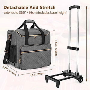 LUXJA Rolling Craft Bag with Pockets for 12 x 12 inch Scrapbook Album and Laptop, Rolling Scrapbook Tote with Detachable Dolly (Patent Pending), Gray