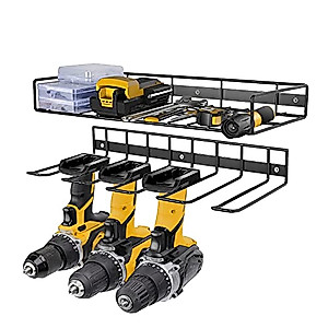 Jeasor Heavy Duty Floating Power Tool Organizers, Metal Holder Wall Mount Storage Rack for Tools, Utility and Sturdy Drill Rack, Multifunctional Garage Tool Rack(2 Pack)