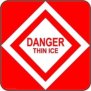 ComplianceSigns.com Danger Thin Ice Reflective Sign, 32x30 in. with Center Holes on 80 mil Aluminum for Recreation