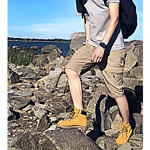 EXEKE Men's Lightweight Hiking Shorts Stretch Quick Dry Cargo Shorts with Multi Pocket 267-1XL/Khaki 32-33