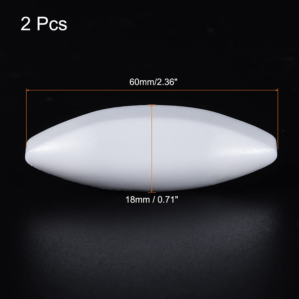 MECCANIXITY Magnetic Stirrer Mixer Stir Bar Rod 60mm(2.36") x18mm Olive Shape Coating Magnet White for Laboratory 2Pcs