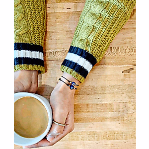 VIUJUH Evil Eye 7 Knot Bracelet with Hand Painted Evil Eye on a Hand Woven Adjustable Bracelet String Amulet for Women Men Little Boys & Girls (Black)