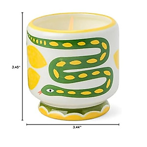 Paddywax Scented Candles Dopo Hand-Painted Ceramic Luxury Artisan Candle, 8-Ounce, Snake - Wild Lemongrass