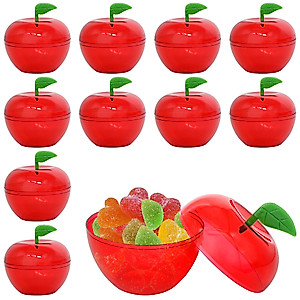 Yuronam 10 Pcs Mini Christmas Apple Container Plastic Filled Bobbing Apple Containers for Valentine, Wedding Decorations, Party Favor
