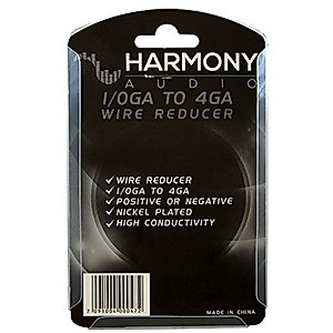 Harmony Audio HA-WR04 Car Stereo Power or Ground 1/0 to 4 Gauge Wire Reducer - Nickel Plated