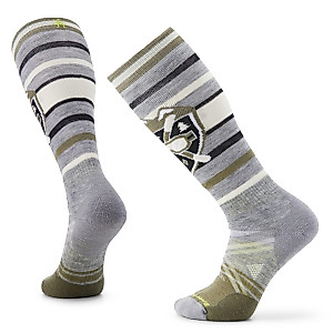 Smartwool Ski Alpine Edge Full Cushion Merino Wool Over The Calf Socks For Men and Women, Light Gray, Large