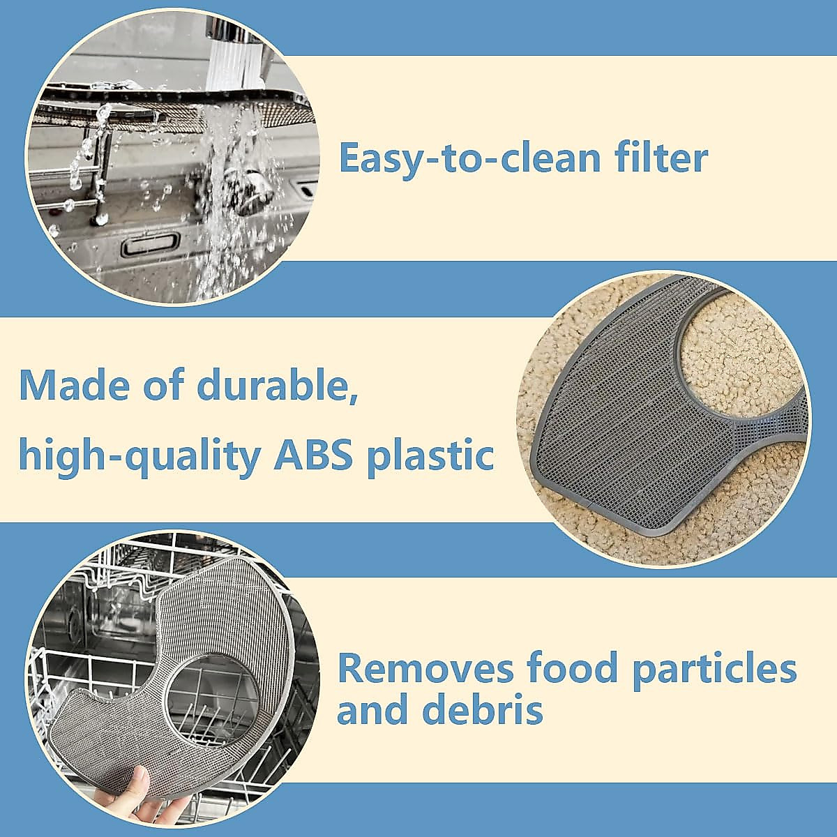 WPW10463906 Dishwasher Filter Replacement Part Assembly for Whirlpool W10463906 AP6021820, W10195360, 2312301, PS11755148, W10195360 (Grey)