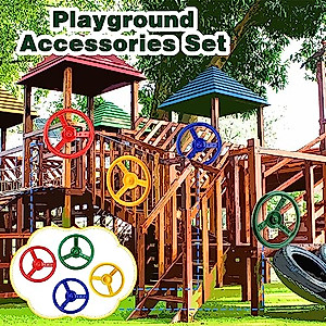 Haconba 8 Pack Steering Wheel Playset Plastic Steering Wheel Swingset Playground Pirate Ship Wheel for Kids Adults Outdoor Playground Playroom Treehouse Accessories (Red,Blue,Green,Yellow, 8)