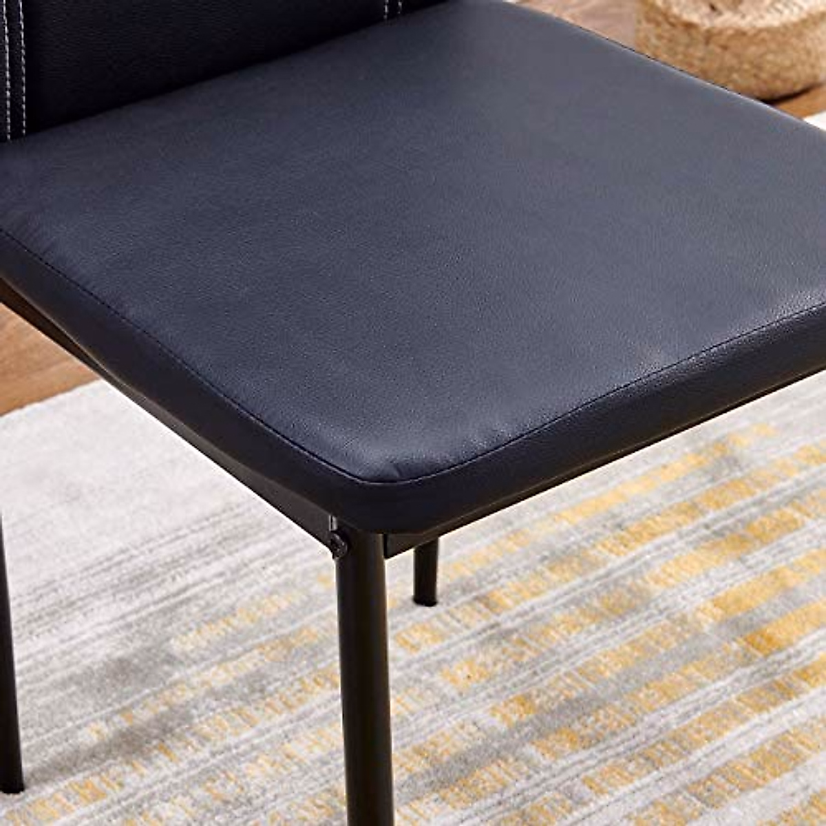 nozama Black PU Leather Dining Chairs 2 Pcs Modern High Back Chairs Set of 2 Kitchen Chairs Upholstered Dining Chairs for Kitchen Living Room with Padded Seat Foot Cap Protection (2, Black)