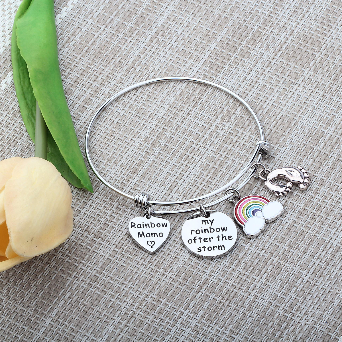 SEIRAA New Mommy Gifts Rainbow Baby Bracelet My Rainbow After the Storm Rainbow Jewelry for Pregnancy Expectant Mother (Rainbow Baby Bracelet)