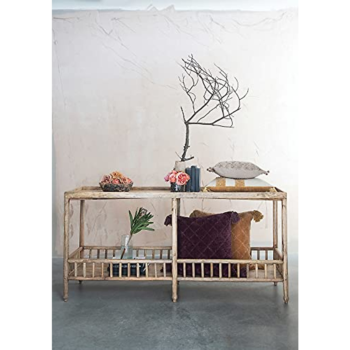 Creative Co-Op Traditional Decorative Woven Cotton Blend Viscose Chenille Lumbar Embroidery and Tassels Pillow, Measures 16" L x 12" H, Multicolored