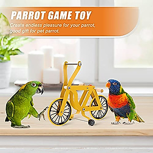 balacoo Bird Toys Parrot Training Playthings Mini Bicycle Bike Funny Bird Intelligence Toy Supplies for Parakeet Macaws Conures Yellow 15. 5x10x12. 5cm Conure Toys