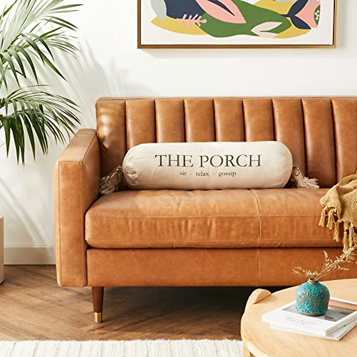 Mud Pie The Porch Bolster Pillow, 1 Count (Pack of 1)