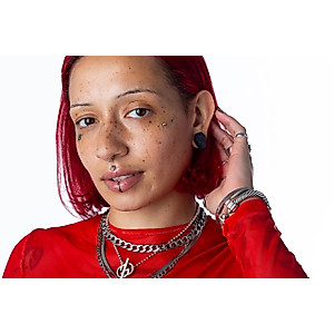 16G Hammered Texture Wavy Stainless Steel Hinged Segment Ring for Septum, Lip, Eyebrow, and Ear Piercings (Steel)