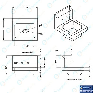 AmGood Stainless Steel Wall Mount Hand Sink | NSF | Commercial Hand Washing Basin For Restaurant, Kitchen and Home (17" x 15")