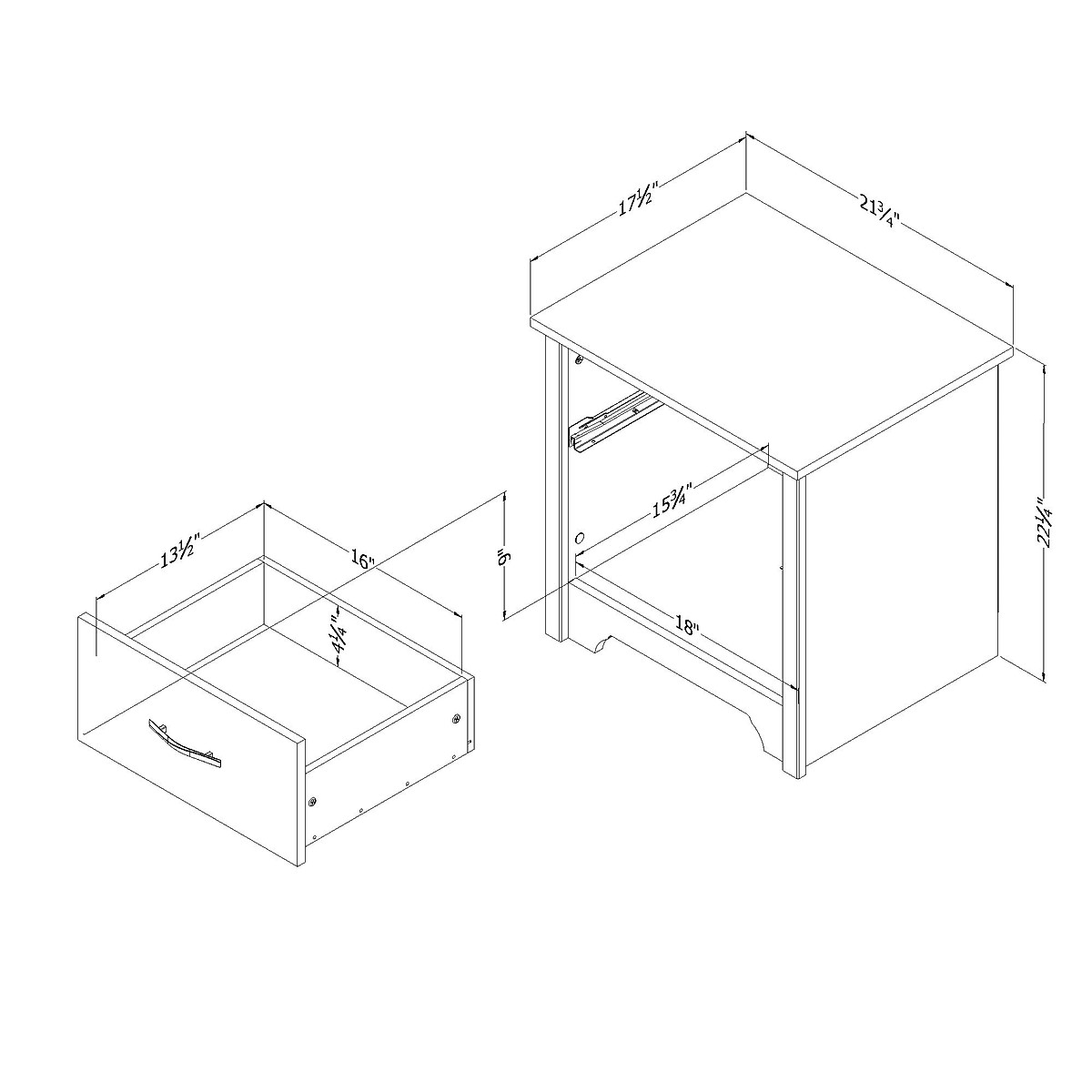 South Shore Fusion 1-Drawer Nightstand-End Table with Storage, Bleached Oak