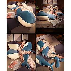 CHDGIOHA Whale Stuffed Animal - Large Stuffed Whale,Soft Whale Plush Body Pillow,Cute Plushies Whale Throw Pillows Birthday Gifts for Girls & Boys 47.2IN (Blue,X-Large)
