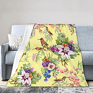 Throw Blanket 40x50 Inch,Watercolor Wild Birds Flannel Soft Cozy Fluffy Throw Blankets and Warm Throws for Adults in Couch Sofa Bed 50x40 Inch