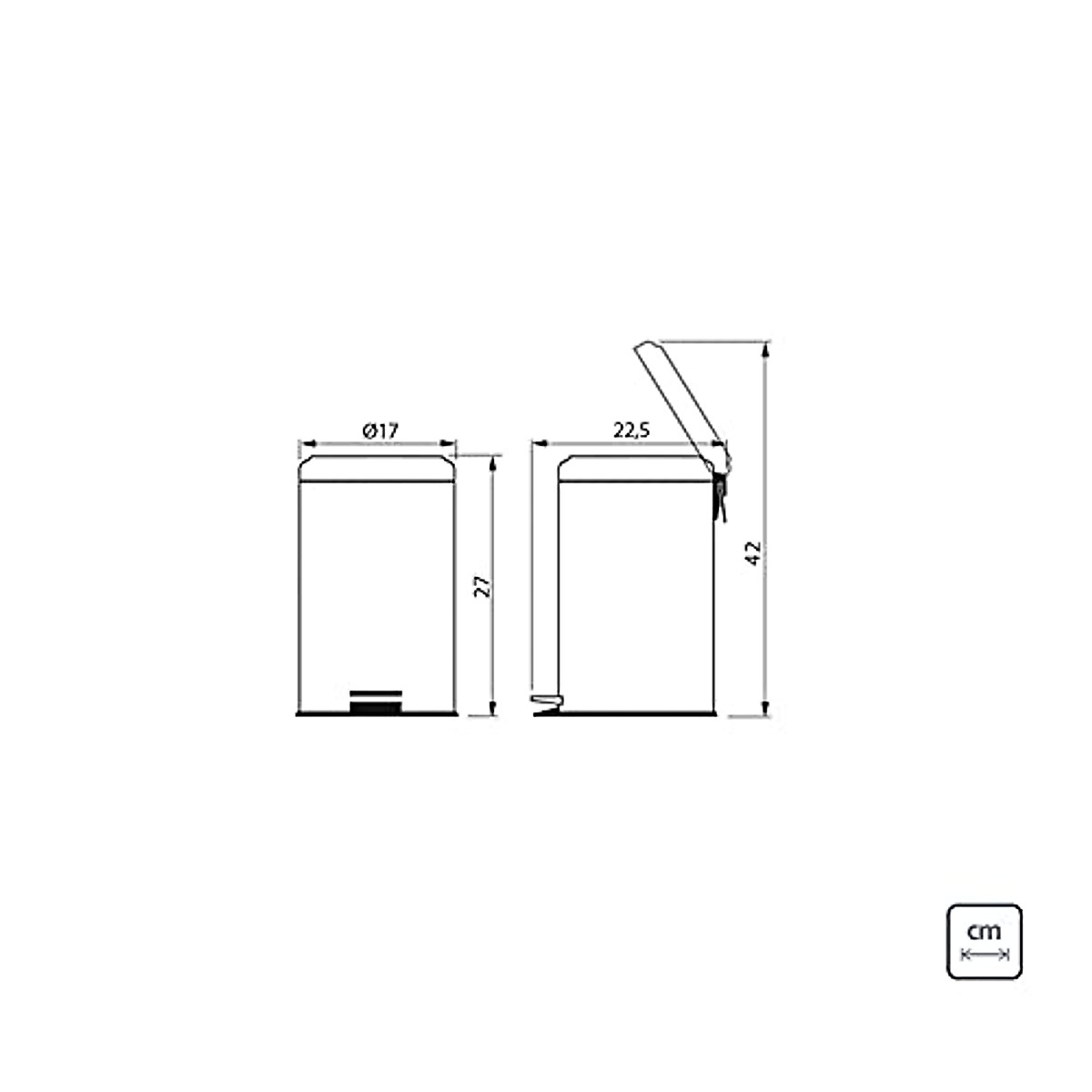 Tramontina 3L Stainless Steel Pedal, Waste, bin, Garbage, Trash, 170X170X210MM