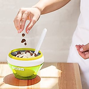 ZOKU Ice Cream Maker, Compact Make and Serve Bowl with Stainless Steel Freezer Core Creates Soft Serve, Frozen Yogurt, Ice Cream and More in Minutes, BPA-free, Green