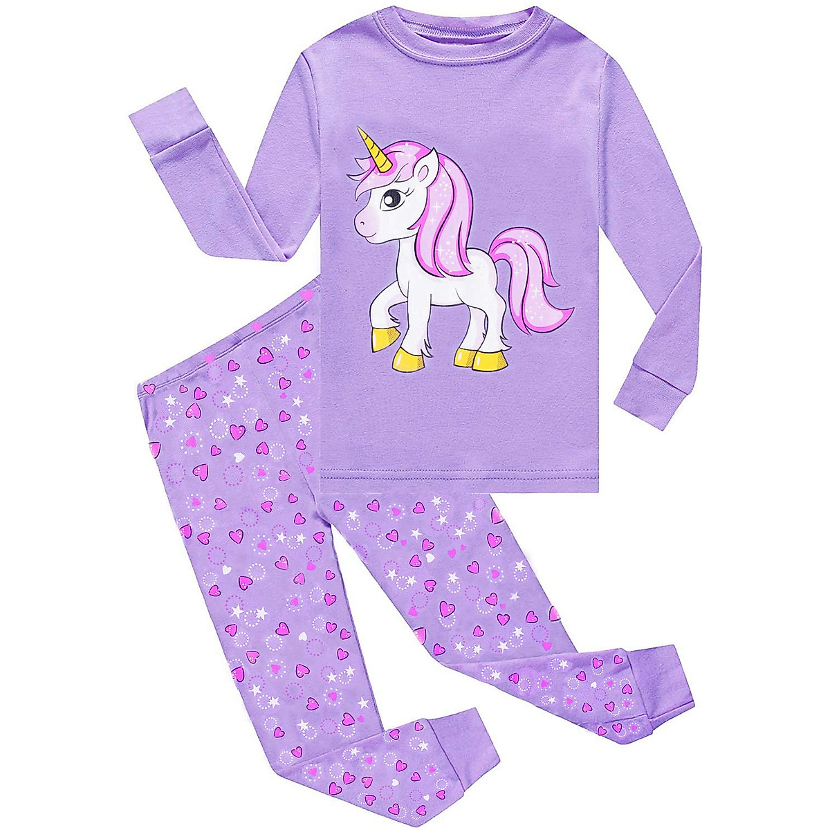 Pajamas for Girls Long Sleeve Pjs 100% Cotton Sleepwear Unicorn Pajama Toddler Clothes Kids 2 Pieces PJS Sets Size 6