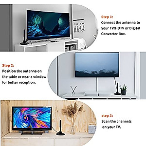 HD Digital TV Antenna Small Indoor Outdoor Antennas Includes Magnetic Base and 360° Reception Support Smart 4K 1080P Fire TV and All Older TV's HDTV Television for Free Local Channels -10ft Coax Cable