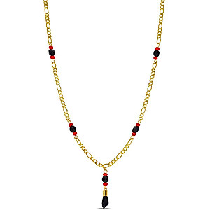 Gold Plated Black Figa Hand Simulated Azabache Evil Eye Protection Necklace 21" - Stylish Protection Jewelry Gift for Women - Good Luck Charm Necklace for Everyday Accessory