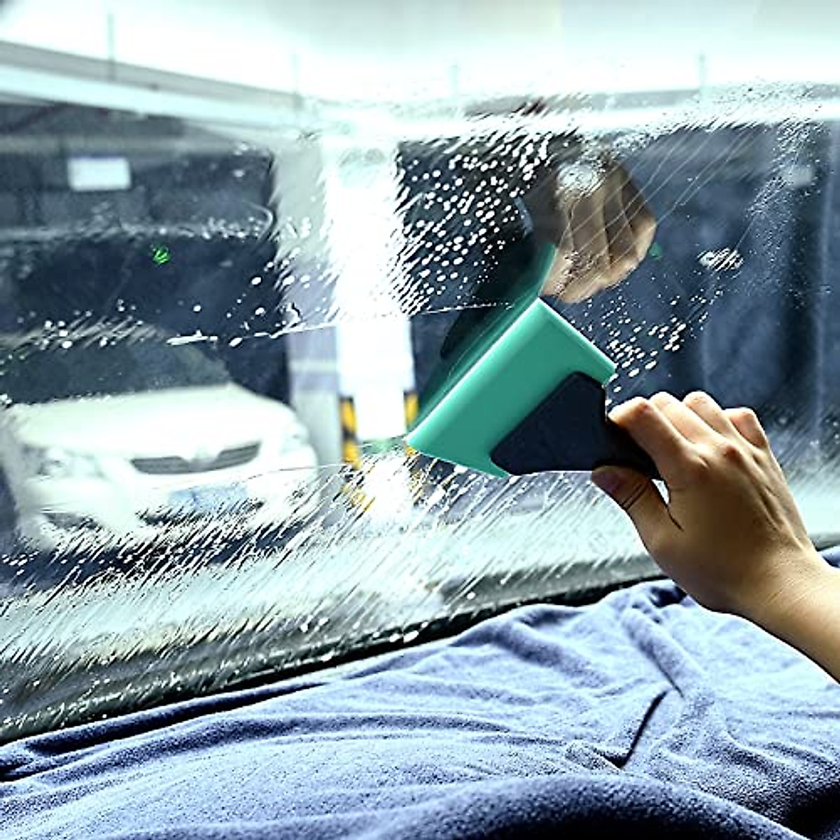 EHDIS Small Squeegee 5 inch Rubber Window Tint Squeegee for Car, Glass, Mirror, Shower, Auto,Windows -Red (Light Blue, 2)