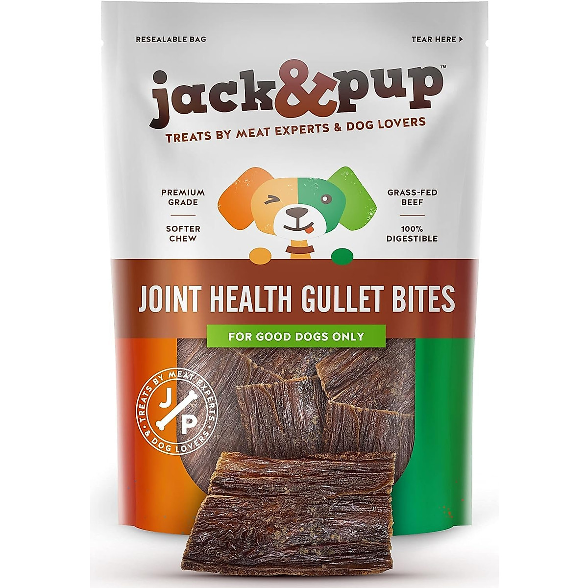 Jack&Pup 6-inch Gullet Sticks for Dogs – Odor Free Joint Health Support Dog Chews – Fresh and Savory Beef Gullet Sticks - Naturally Rich in Glucosamine and Chondroitin (25 Pack)