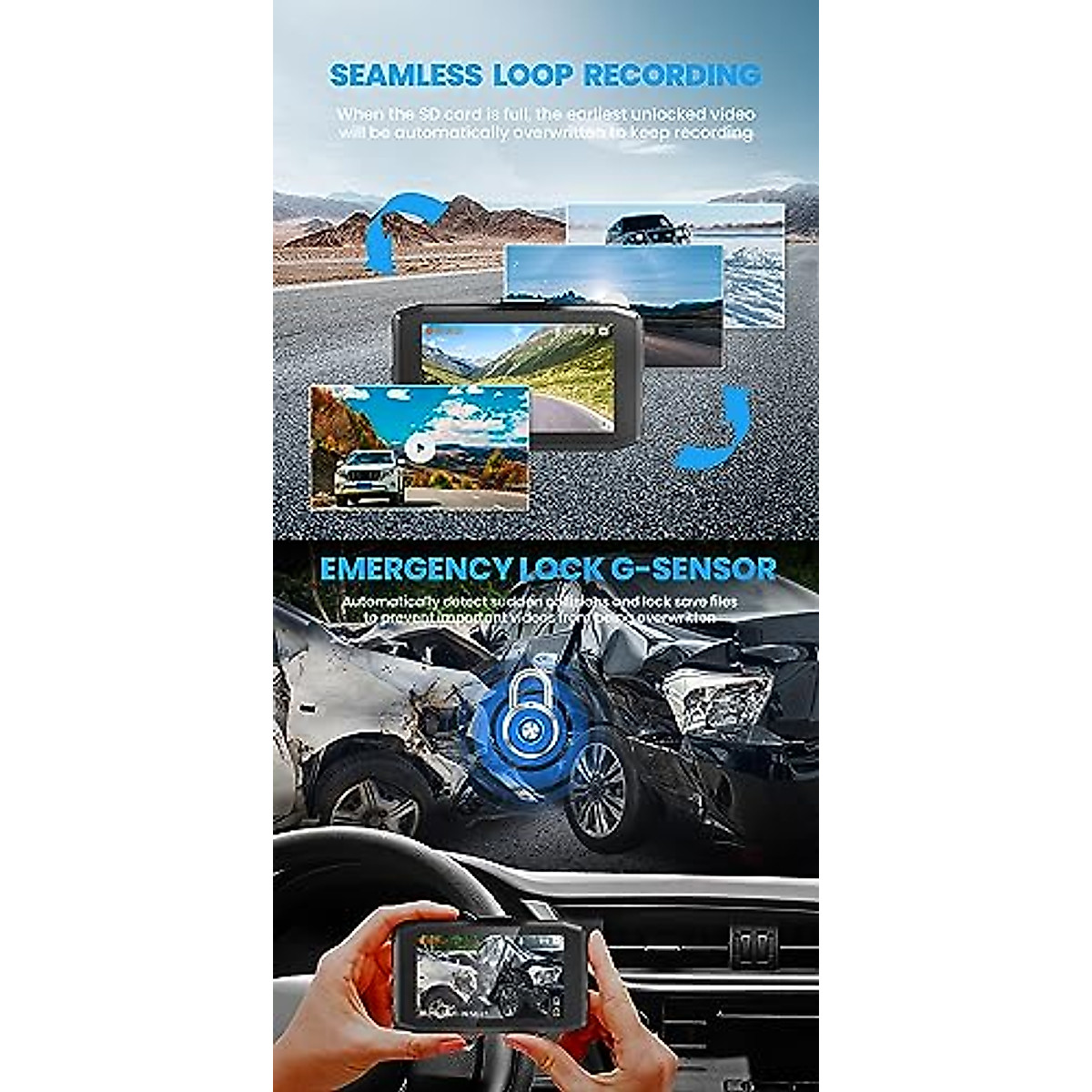 4K Dash Cam Front Built-in WiFi, WANLIPO Dash Camera for Cars with 3" IPS Screen, Car Camera with 64GB SD Card, 2160P Dashcam for Cars with App Control, G-Sensor, Loop Recording,24H Parking Monitor