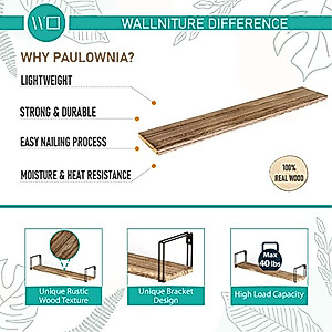 Wallniture Avila Floating Shelves for Wall, Kitchen Pantry Organization and Storage Shelves, Wall Bookshelves for Bedroom, Living Room Decor 24"x4.5" Set of 4 Natural Burnt