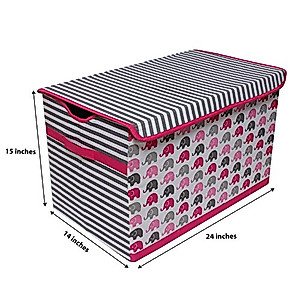 Bacati Elephants Storage Toy Chest, Pink/Fuschia/Grey (EPGSTC)