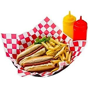 100 Pc Red Checkered Food Basket Liners -USA MADE- Grease Proof Deli Paper Sheets 12x12 Inches- Wax Paper Sheets for Food Wrapping- Bread and Sandwich Paper Wraps for Picnics,