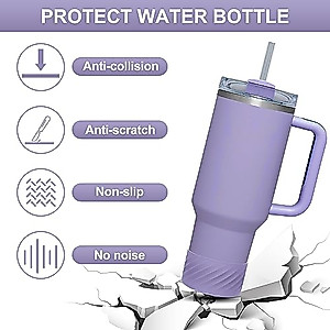 Affute Protective Silicone Boot for Stanley Quencher H2.0 40 oz & IceFlow Flip 20 oz 30 oz and hydroflask 12-24 oz, Anti-Slip Bottle Bottom Sleeve Cover (Lavender)