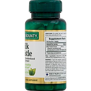 Nature's Bounty Milk Thistle, Herbal Health Supplement, Supports Liver Health, 175mg, 100 Softgels