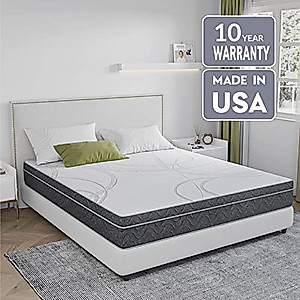 EGO Hybrid 10 Inch Full Mattress, Cooling Gel Infused Memory Foam and Individual Pocket Spring Mattress, Made in USA, Mattress in a Box, CertiPUR-US Certified, Medium, 75"x54"