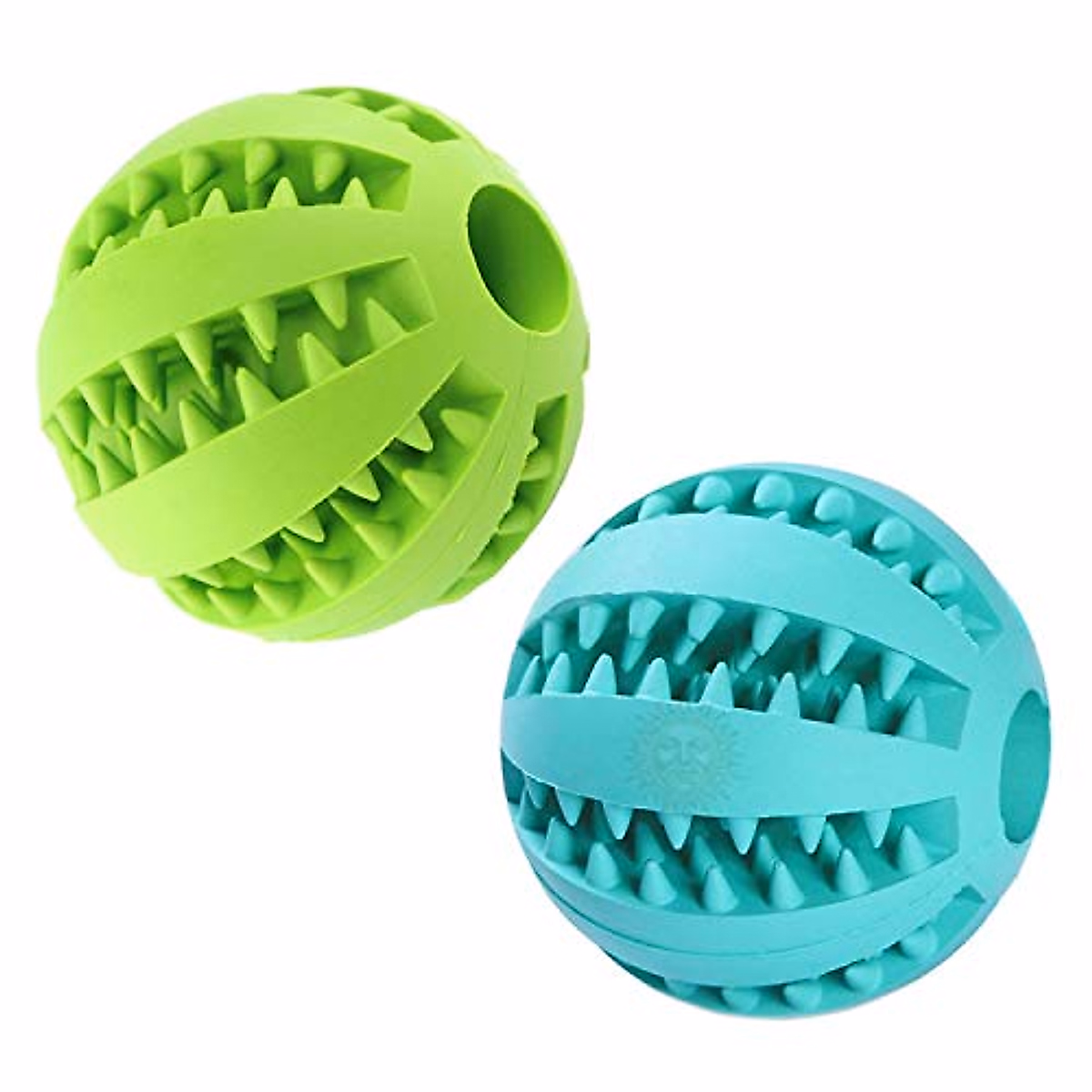 SunGrow 2 Pack Treat Dispensing Dog Toys, 2.75" Interactive Puppy Puzzle Teething Food Ball Toys for Small Large Dog Puppy Cat, Pet Treat Feeder Interactive Teeth Training Ball for Oral Care