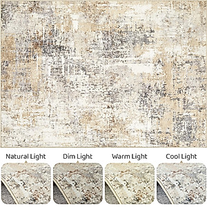 8x10 Area Rugs Living Room Rug: Large Soft Machine Washable Abstract Modern Stain Resistant Indoor Floor Carpet Low Pile Accent Rug for Bedroom Dining Room Office Nursery Kitchen Home- Grey Gold