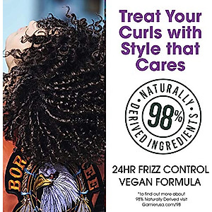 Garnier Hair Care Fructis Curl Nourish Shampoo, Conditioner, & Natural Styling Curl Treat Smoothie, Nourish for Frizz Resistant Curls, Frizz Free up to 24 Hours, Paraben Free,1 Kit