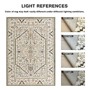 Rineflo-2'x3' Washable Indoor Doormat, Non-Slip Retro Door Mat ，Boho Mat Low-Pile Entryway Rug，Suitable for Bedroom, Study, Bathroom Entrance Carpet (Beige Green, 2'x3')