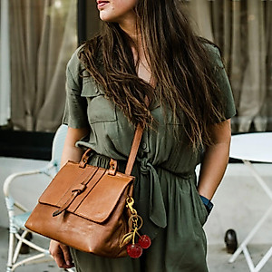 Generic Cherry Bag Charm Cherry Keychain Charm Metal Accessory Sparkling Resin for Purses and Bags, Red