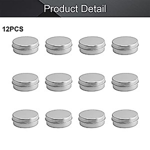 Othmro 12Pcs 1.7oz Metal Round Tins Aluminum Tin Cans Jar Refillable Containers 50ml Tin Cans Tin Bottle Container with Screw Lid for Salve Spices Lip Balm Tea Candies Silver 57×28mm
