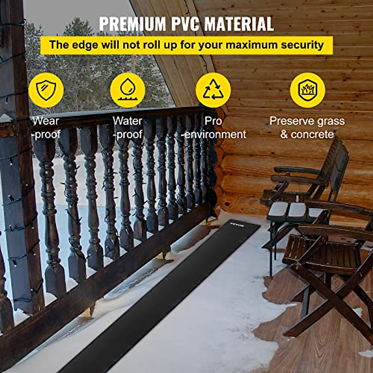 VEVOR, 15ft x 13in Walkway, 120V Ice, PVC Heated 6ft Power Cord, Slip-Proof, Ideal Winter Outdoor Snow Mat, 2'' per Hour Melting Speed, Black