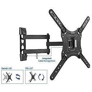 VIVO 23 to 55 inch Screen TV Wall Mount with Adjustable Tilt and Entertainment Shelf, Floating AV, DVD Shelving, Black, Mount-VWSF1