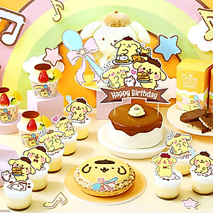 Pompompurin Party Supplies,Birthday Party Decorations for Cartoon Dog for kids with happy birthday banner,cake topper ,balloons for Pompompurin theme birthday party decorations